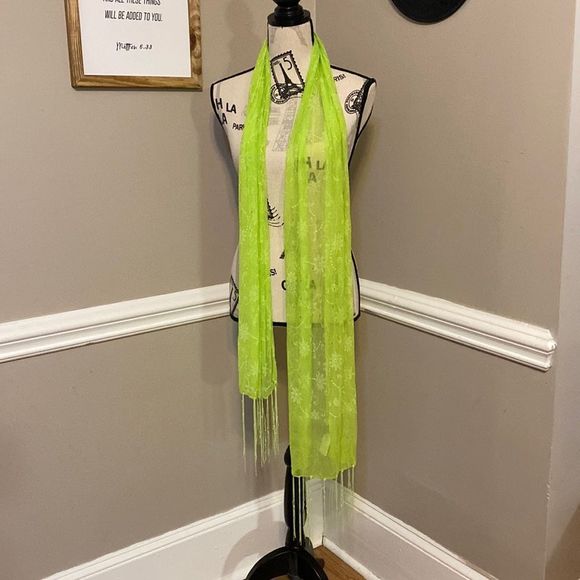Howard’s | Accessories | Howards Sequined Scarf Shawl Wrap Neon Green ...